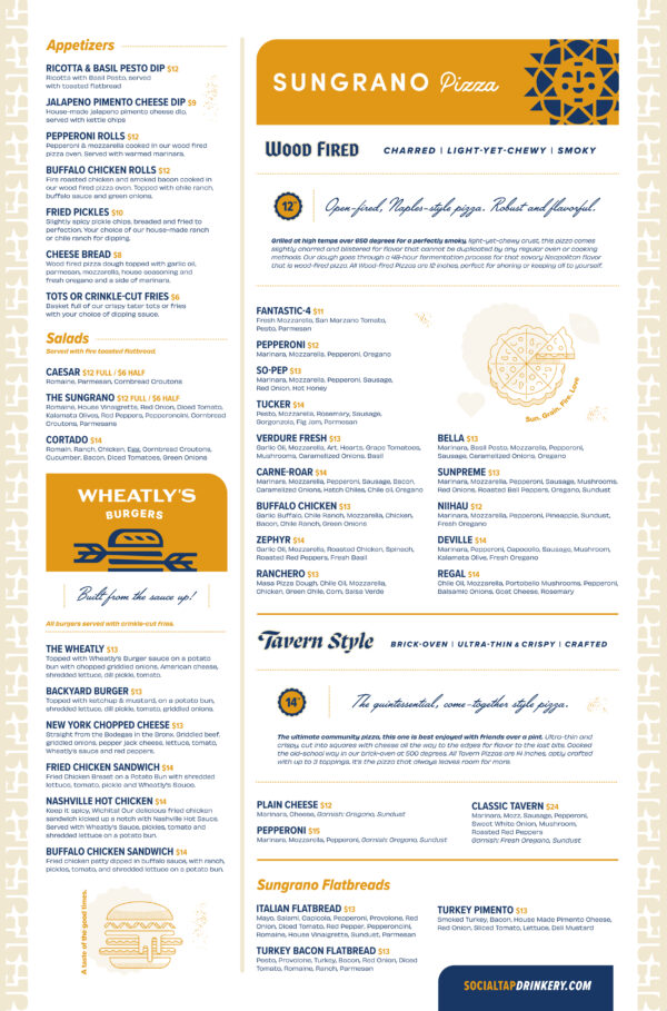 Menu @WSU – Social Tap Drinkery