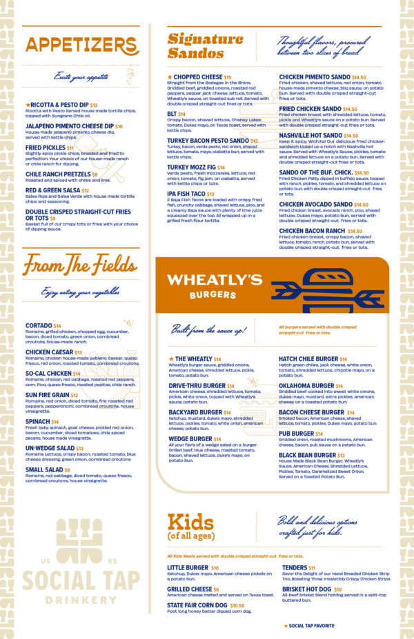 Menu @Greenwich – Social Tap Drinkery