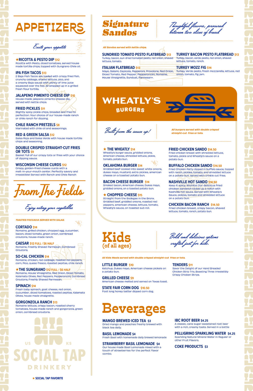 Menu @Greenwich – Social Tap Drinkery