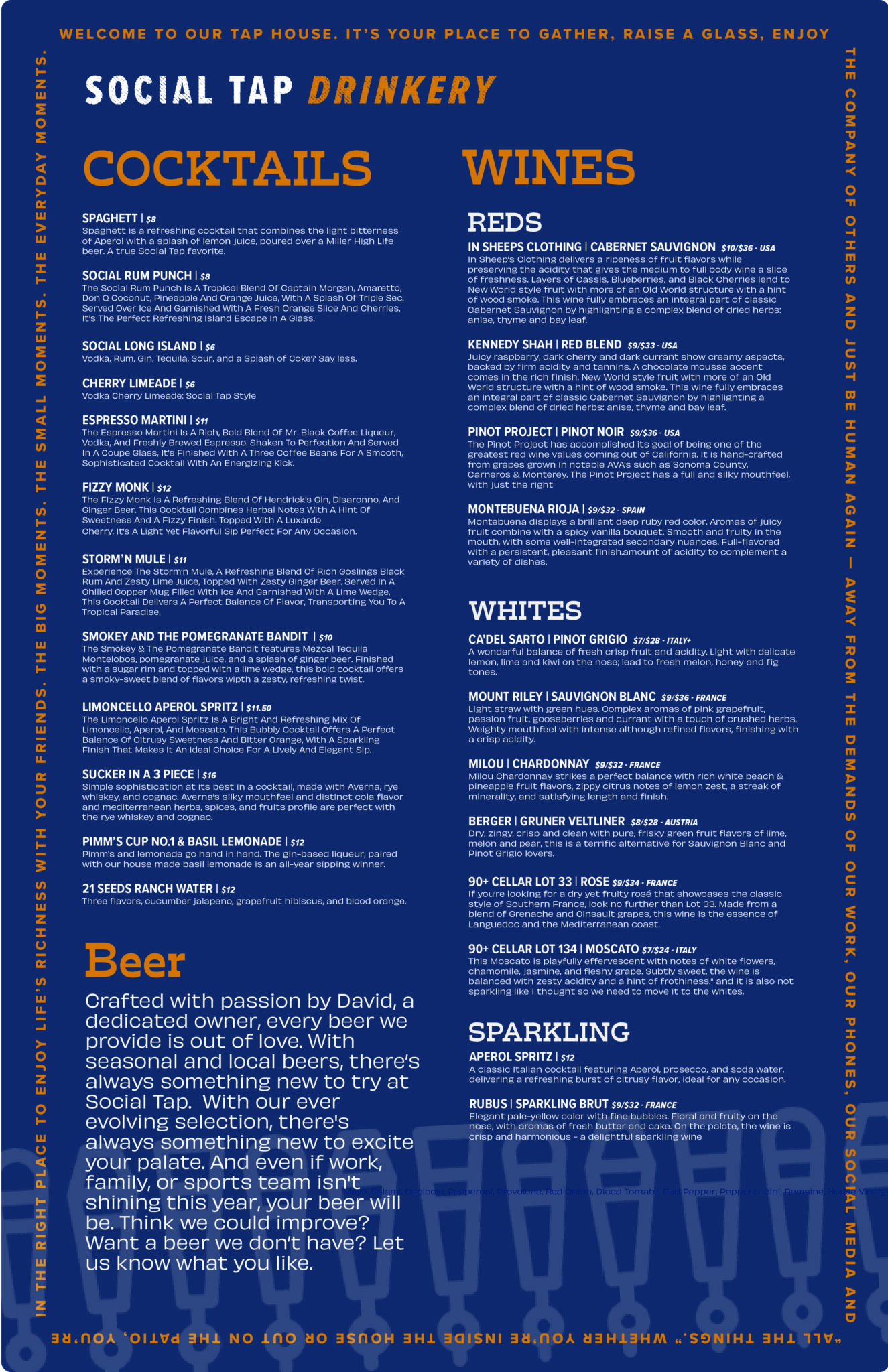 Menu @Greenwich – Social Tap Drinkery