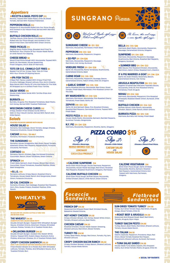 Menu @Andover – Social Tap Drinkery